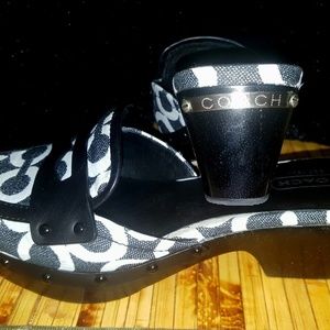 Coach | Shoes | Coach Monogram Logo Studded Black Clog Shoes | Poshmark